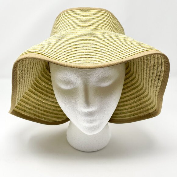 Scala | Accessories | Scala Packable Paper Braid Sun Hat Visor Tan One ...